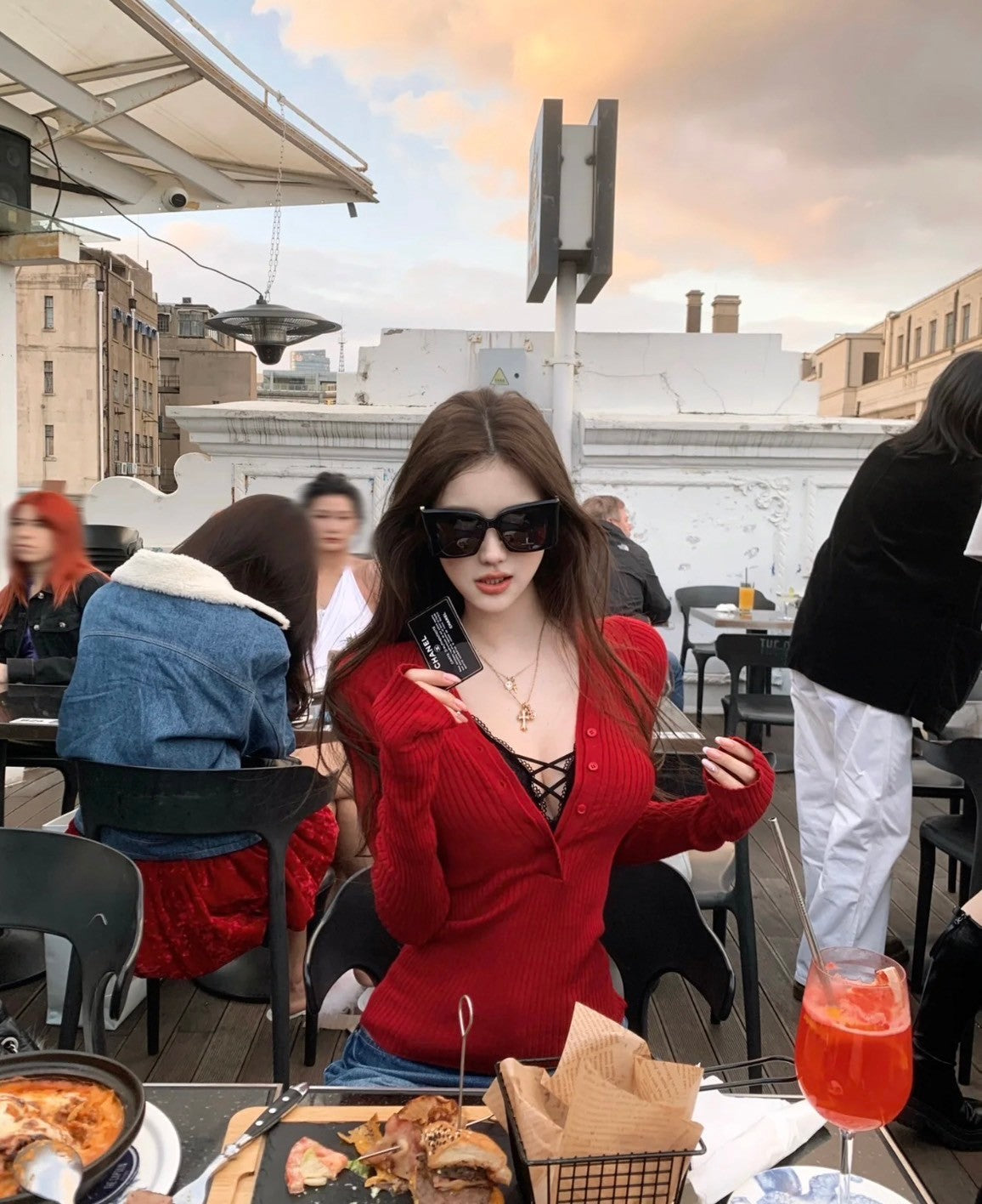 Jan. Idol 天菜 聖誕跨年多色選 V領針織彈力修身上衣 紅 – Dress Up Room